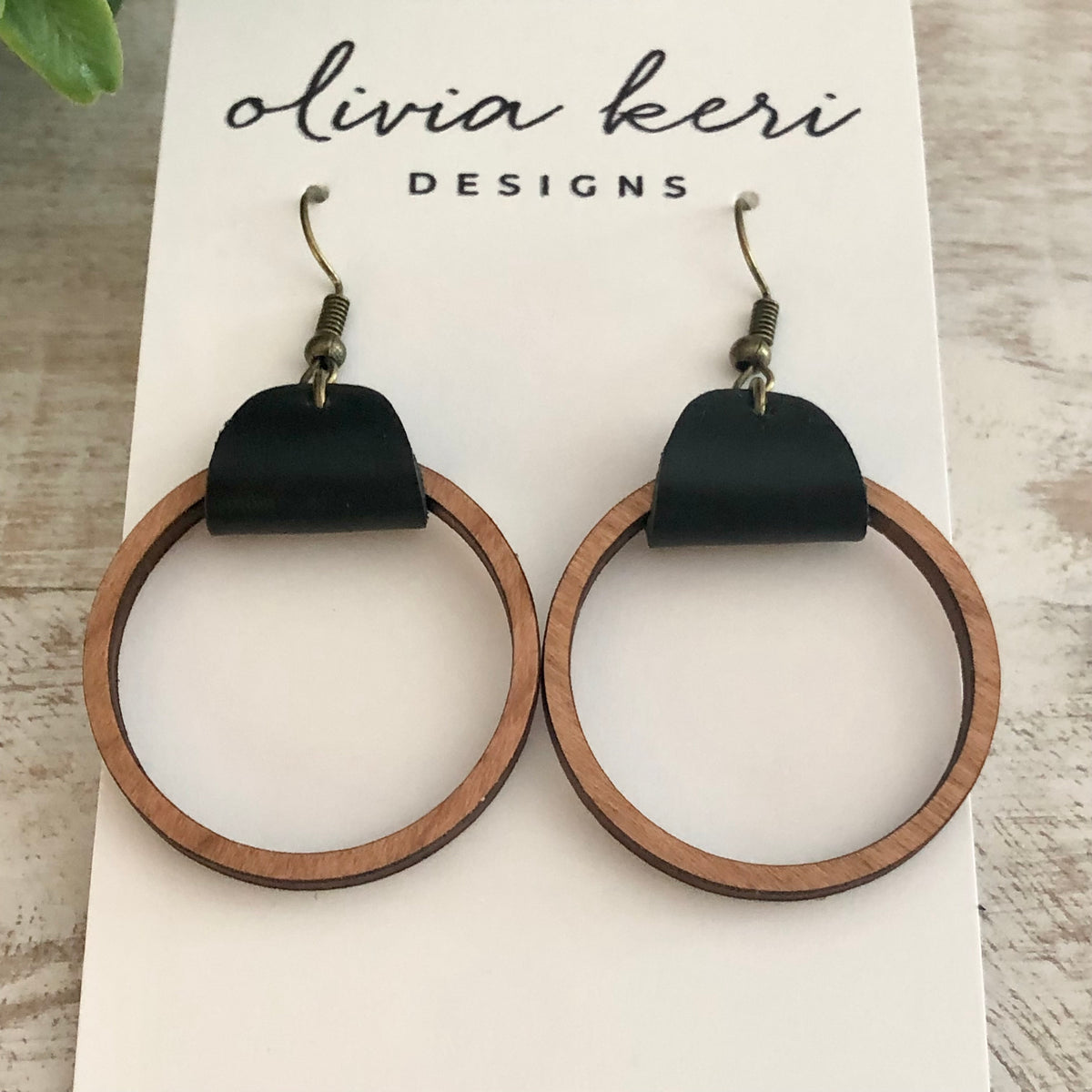 Wood Hoops - Black – Olivia Keri Designs